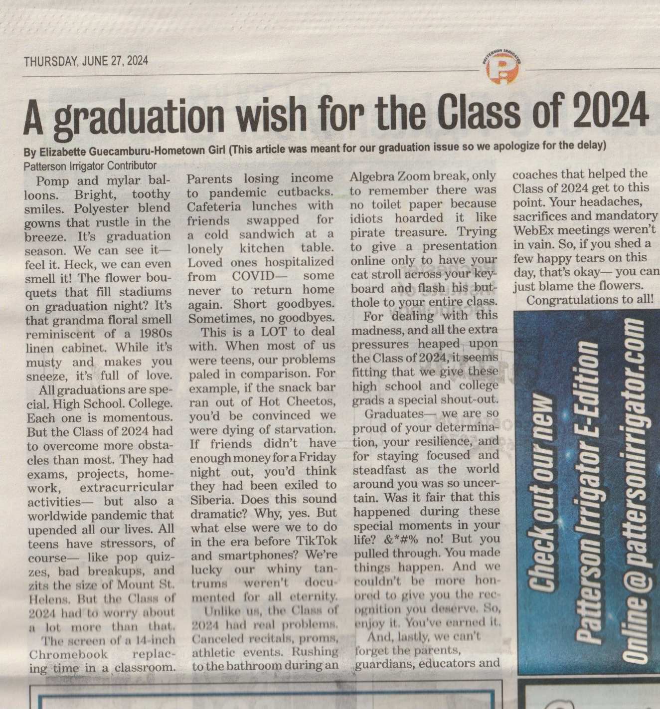 A graduation wish for the Class of 2024 – elizabette… unplugged